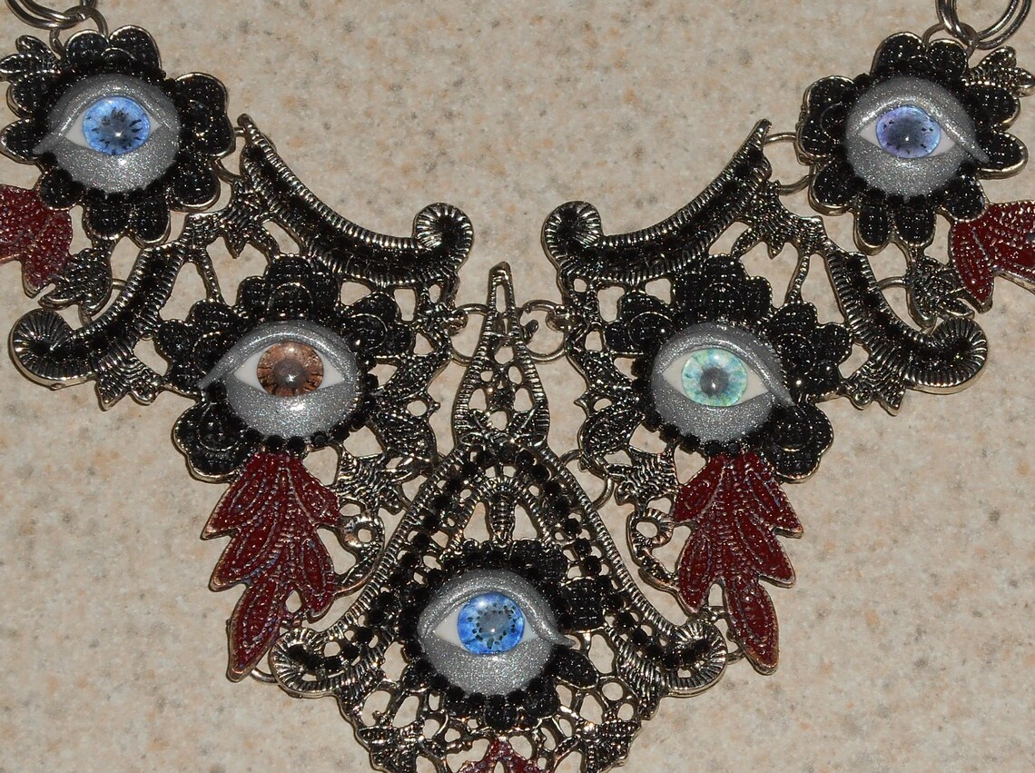 Elegant Classy Gothic Ornate Filagree Statement All Seeing Evil Eye Bib ...