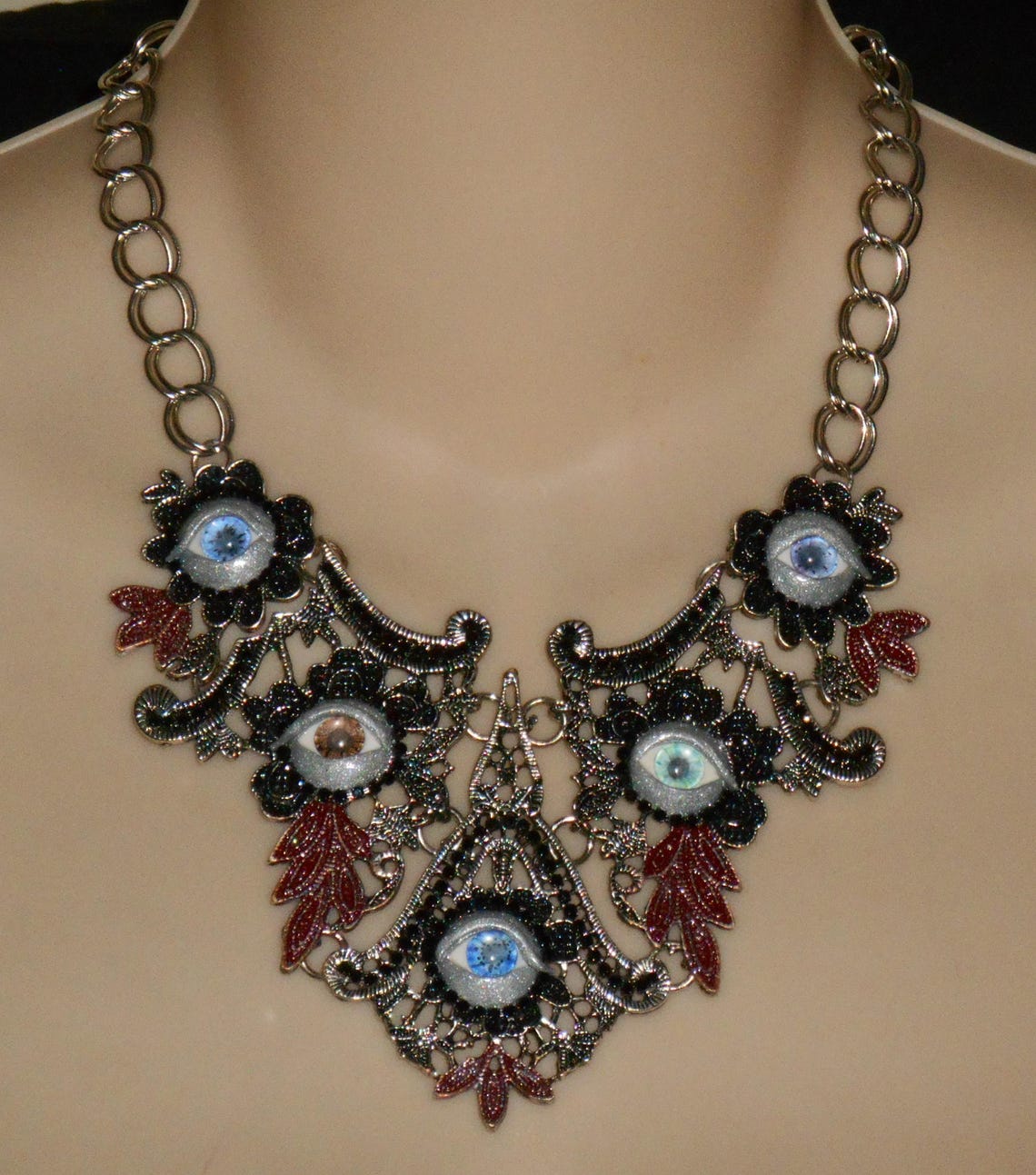 Elegant Classy Gothic Ornate Filagree Statement All Seeing Evil Eye Bib ...