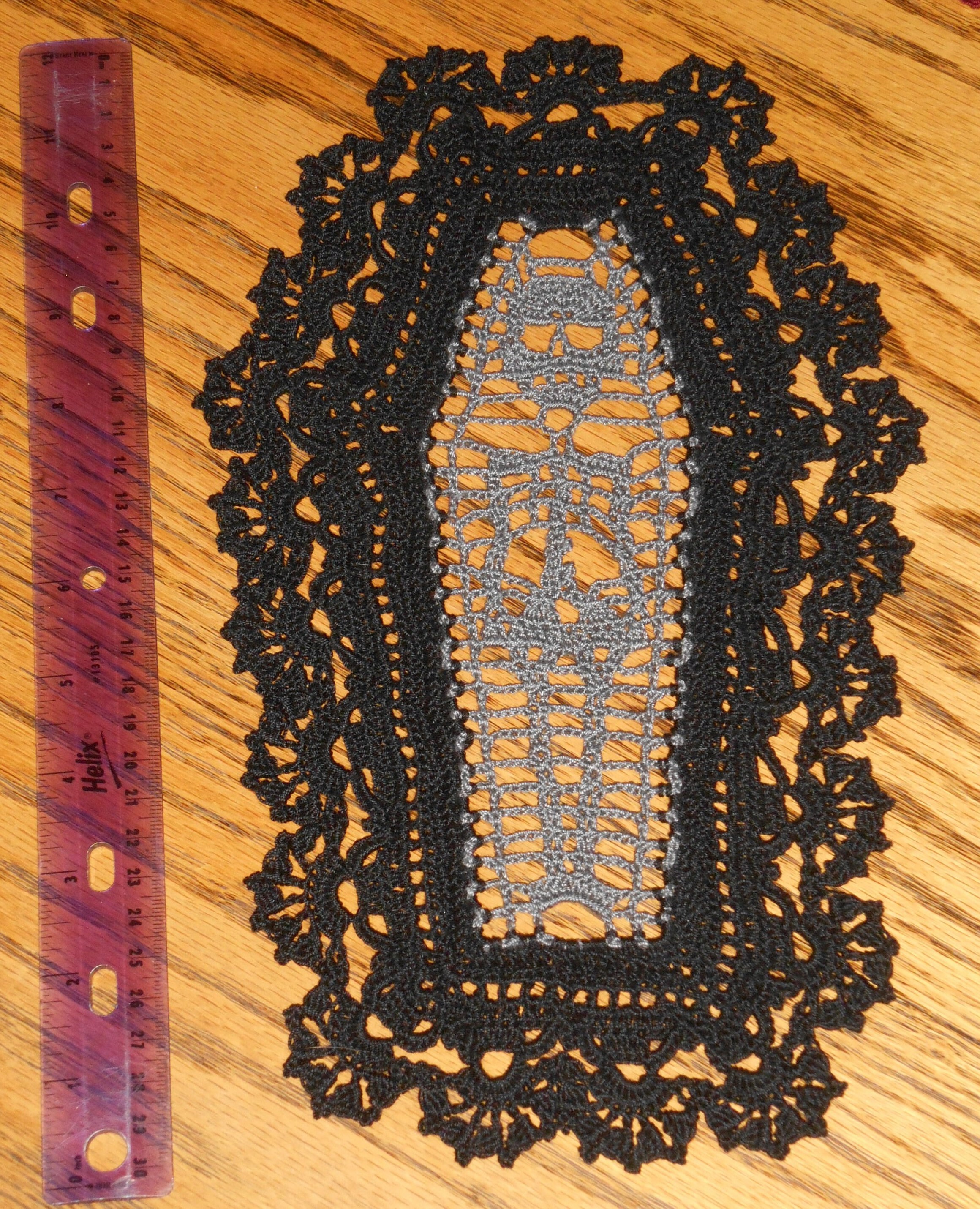 Finished Darkside Macabre Skeleton in Coffin Crochet Lace Doily Table ...