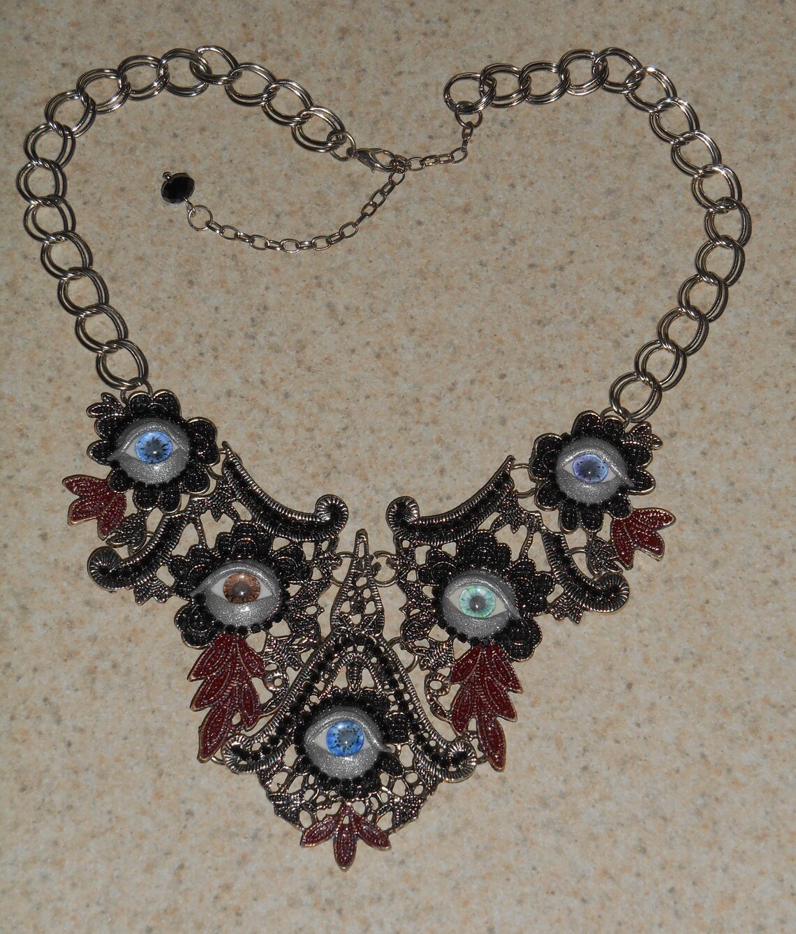 Elegant Classy Gothic Ornate Filagree Statement All Seeing Evil Eye Bib ...