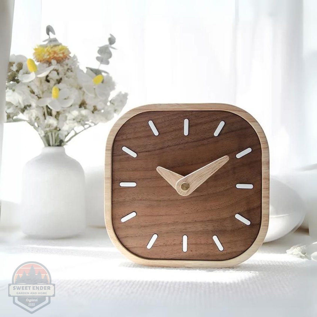 Wooden Desk Clock Walnut Table Clock Minimalist Clock Office Clock Desk ...