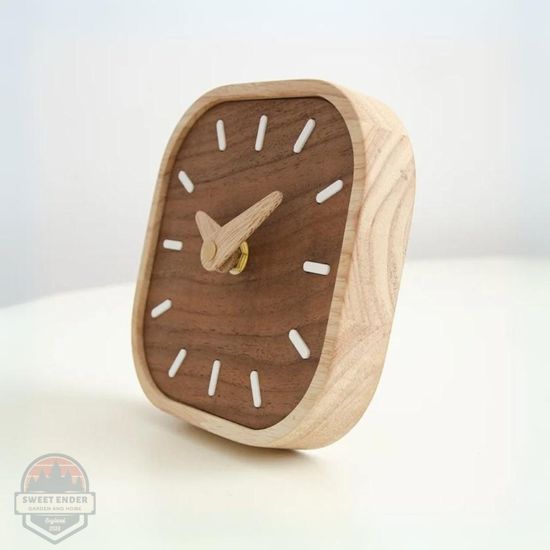 Wooden Desk Clock Walnut Table Clock Minimalist Clock Office Clock Desk ...
