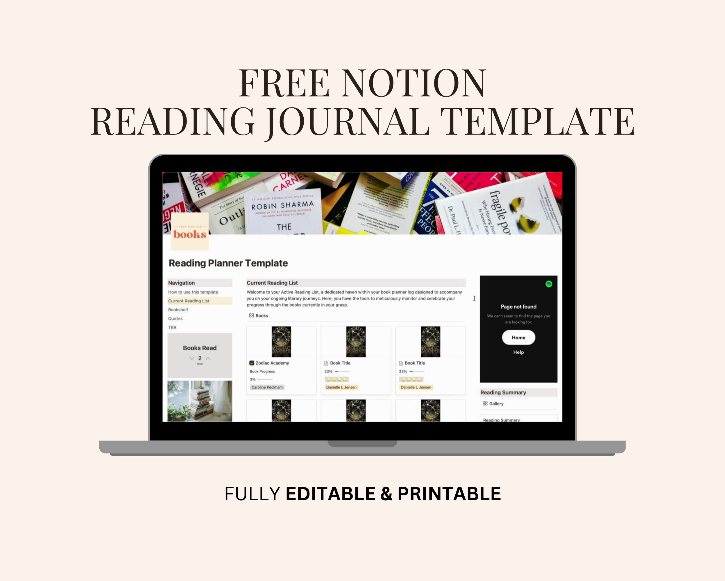 Annotation Guide and Free Notion Reading Journal Template Tabs ...