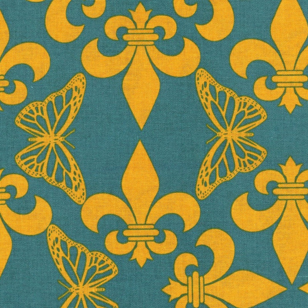 FAT QUARTER - Kokka - Regal Flutterby on Teal - Wanderlust Butterfly by ...