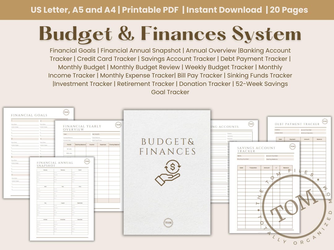 Printable Financial Budget Bundle | Expense Log | Bill Checklist ...