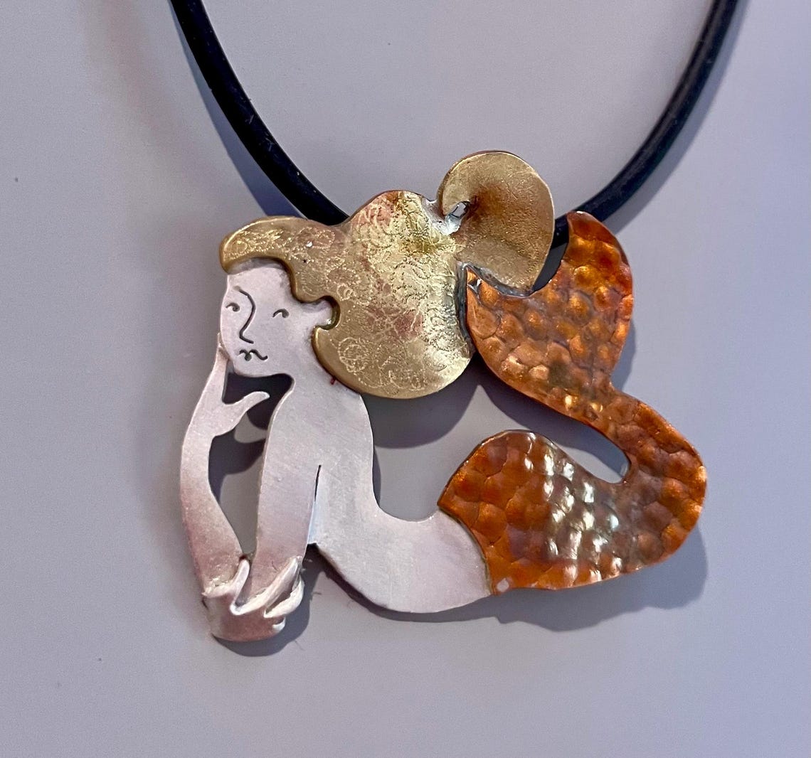Tri Metal Mermaid, Copper , Bronze and Silver Mermaid. - Etsy