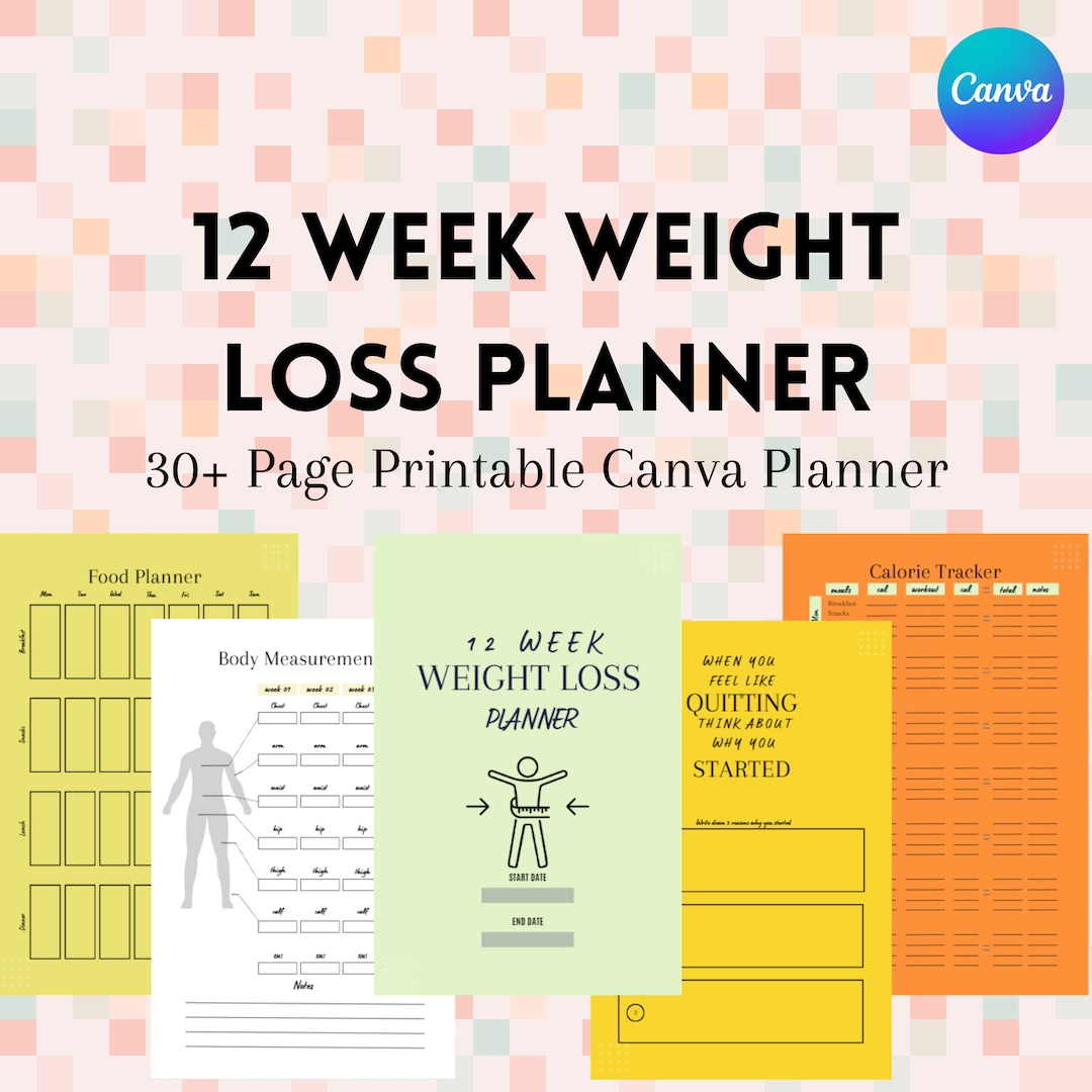 12 Week Weight Loss Planner, Printable, Weight Loss Journal, 12 Week ...