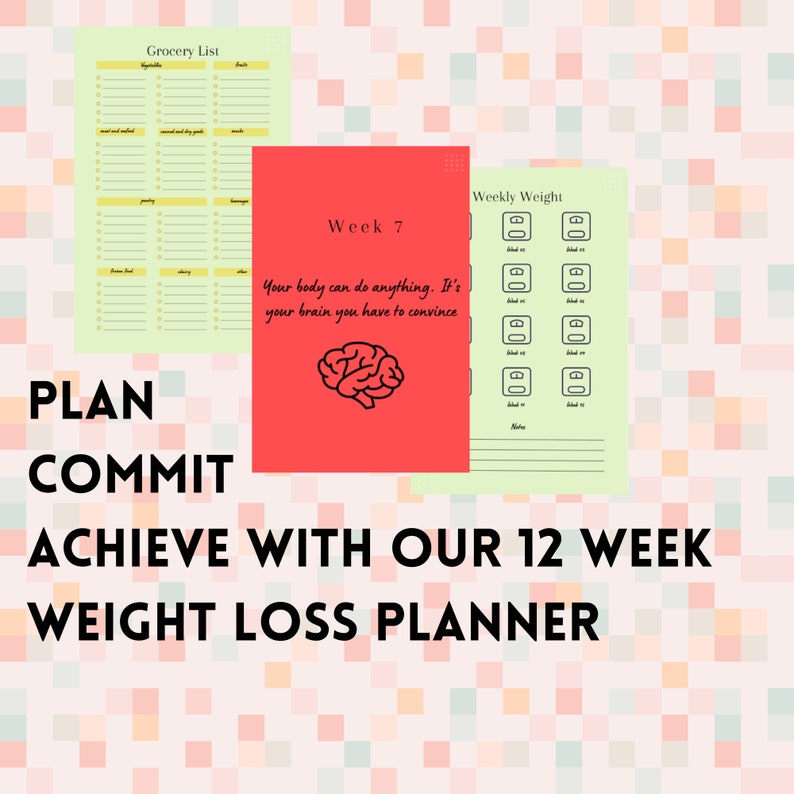 12 Week Weight Loss Planner, Printable, Weight Loss Journal, 12 Week ...