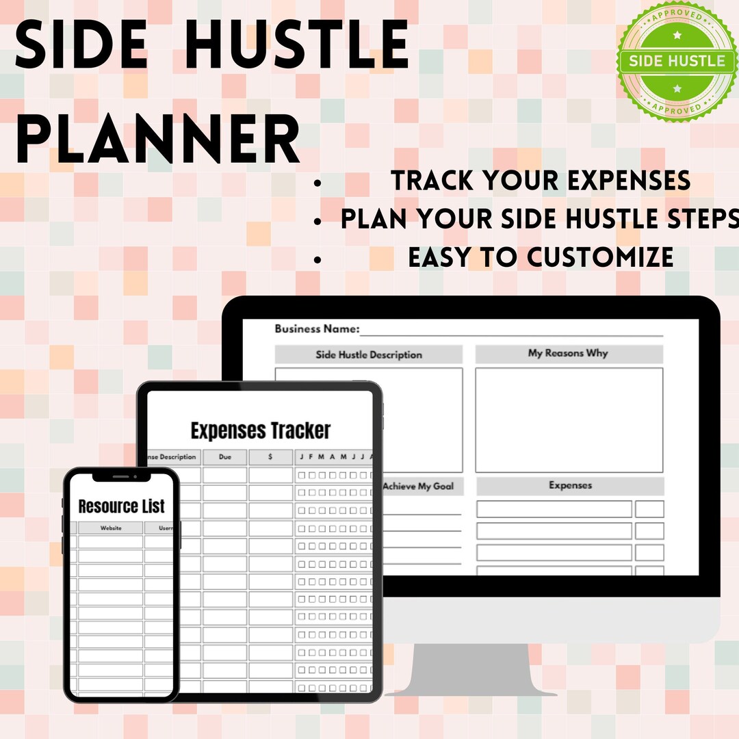 Side Hustle Planner, Side Job Workbook, Finance Tracker, Digital ...