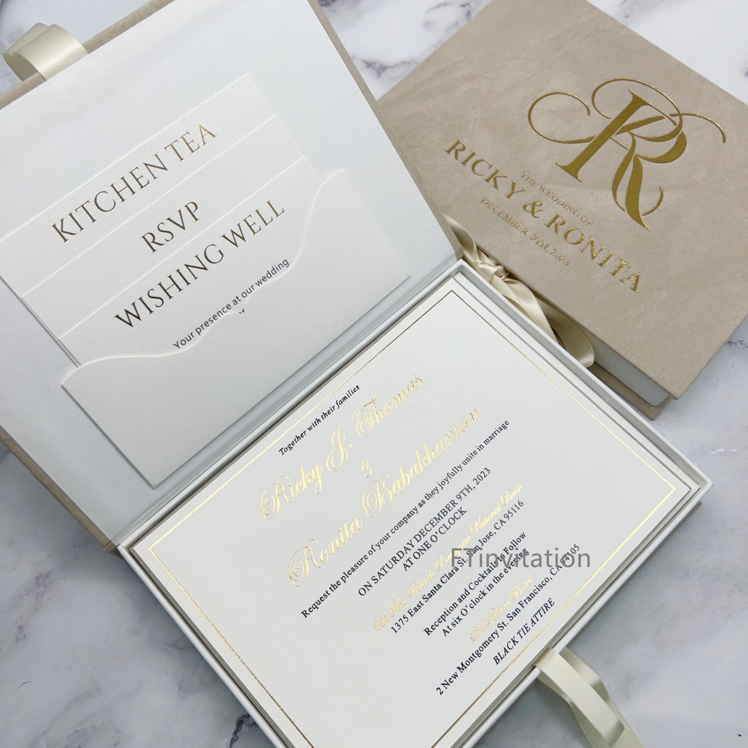 Velvet Ivory Luxury Box Invitation - Etsy