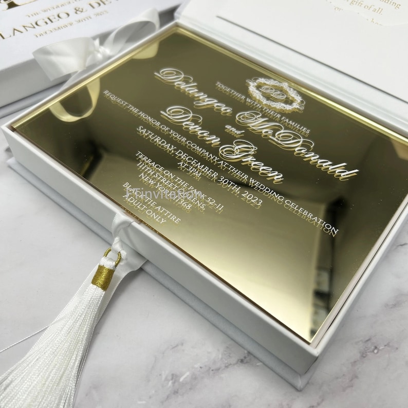 Dreamy White Velvet Luxury Box Invitation With Acrylic Card - Etsy