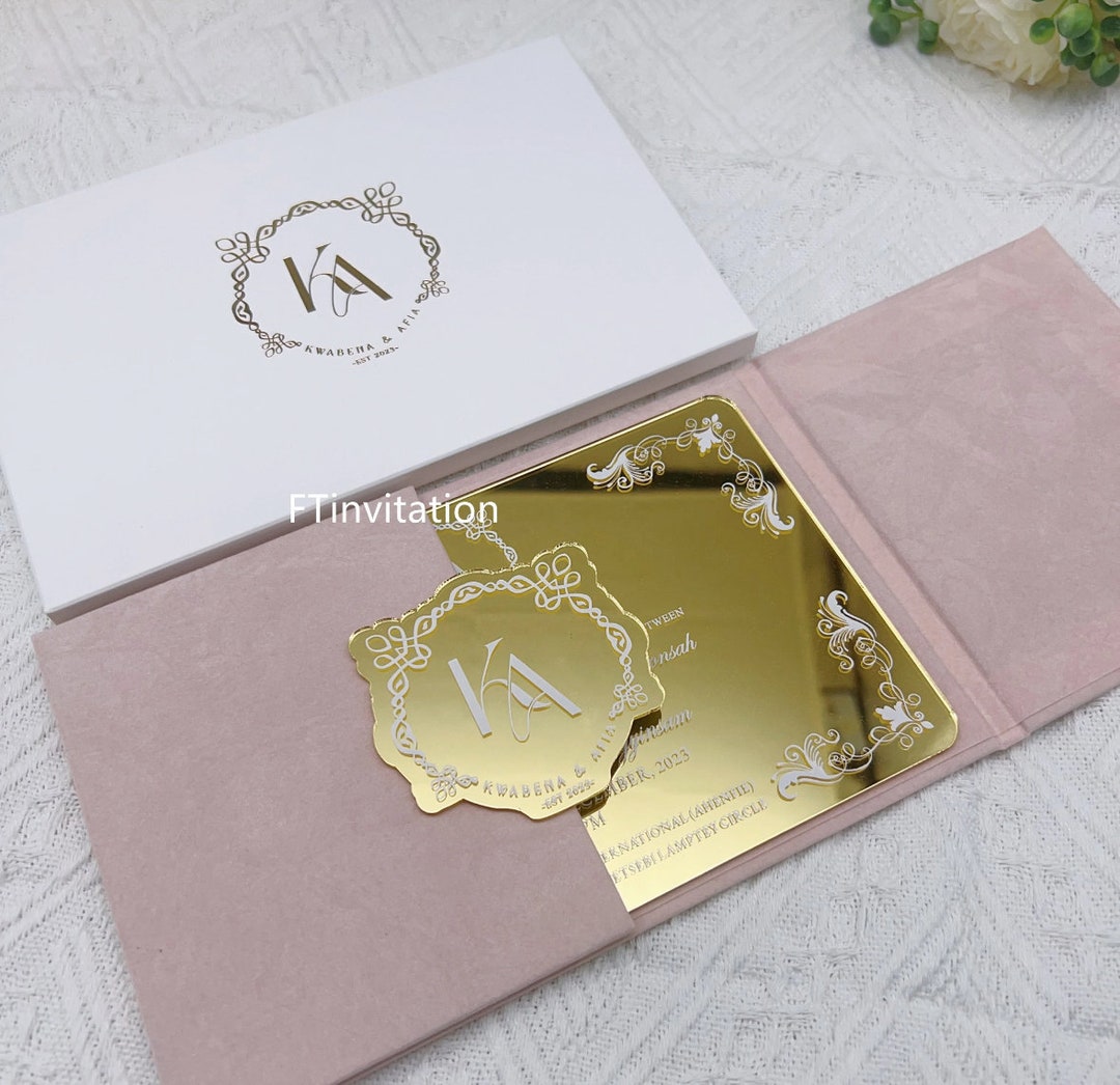 Pink Luxury Hardcover Invitation | Book-fold Design With Elegant Custom ...
