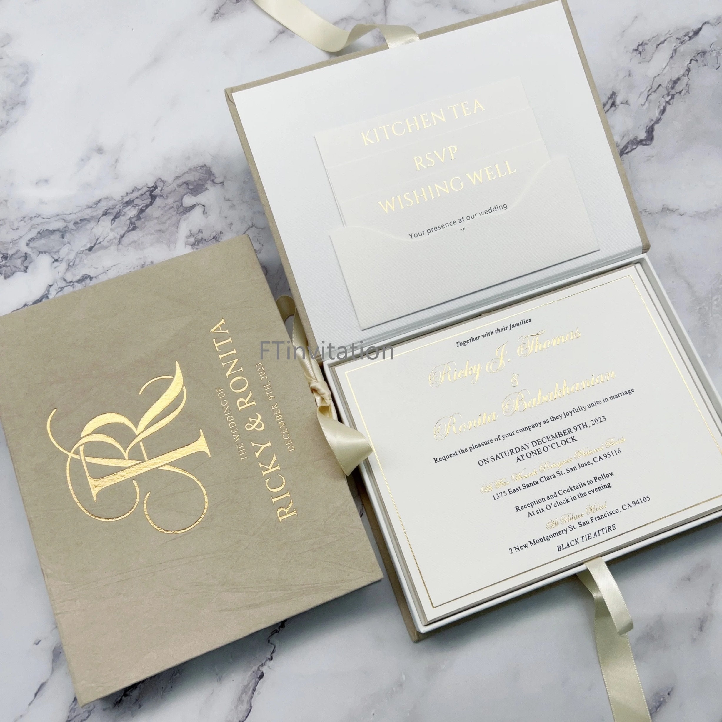 Velvet Ivory Luxury Box Invitation - Etsy