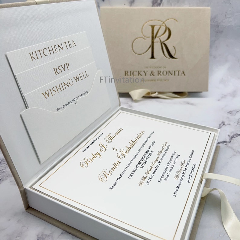 Velvet Ivory Luxury Box Invitation - Etsy