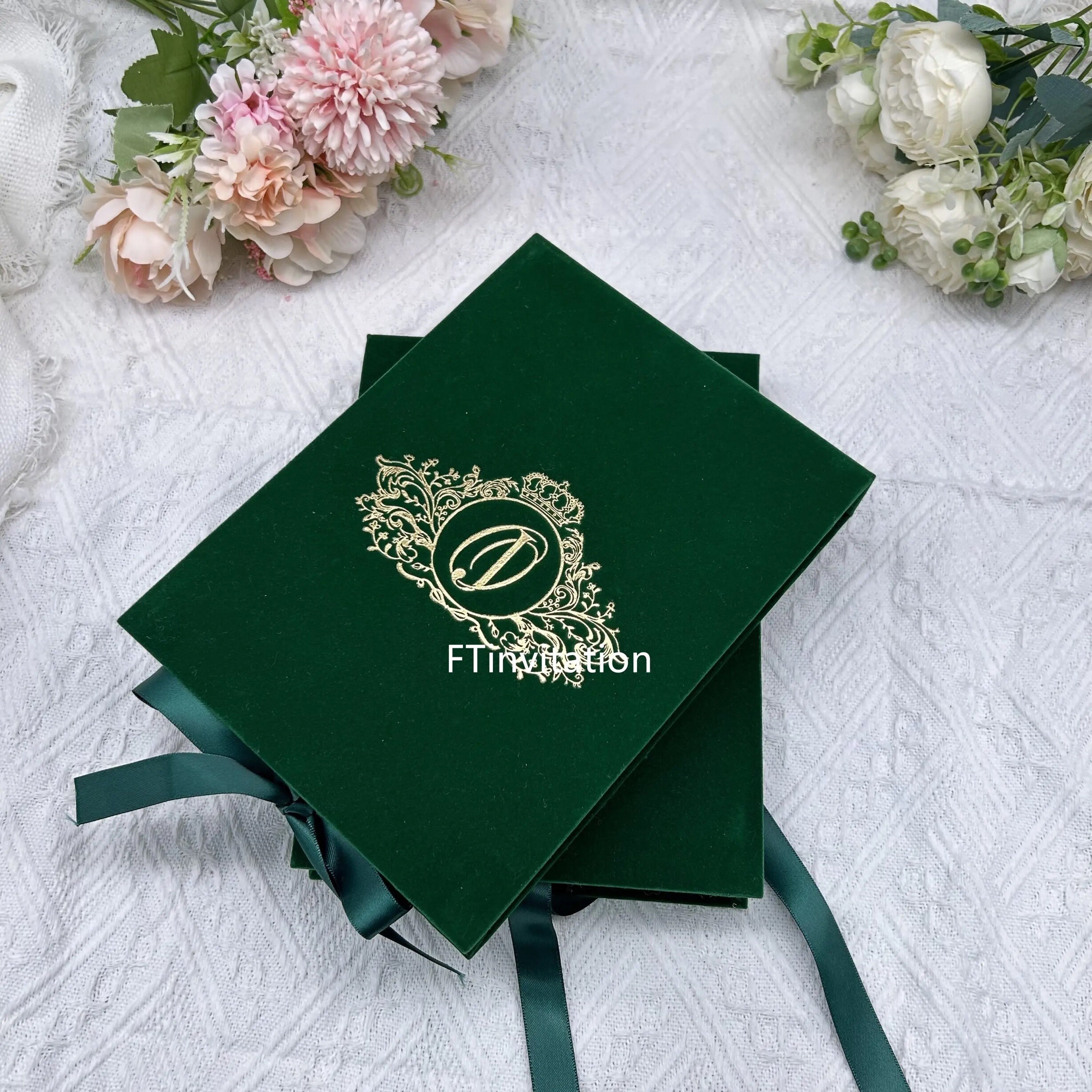 Emerald Green Luxury Box Velvet Invitation With Acrylic Card - Etsy