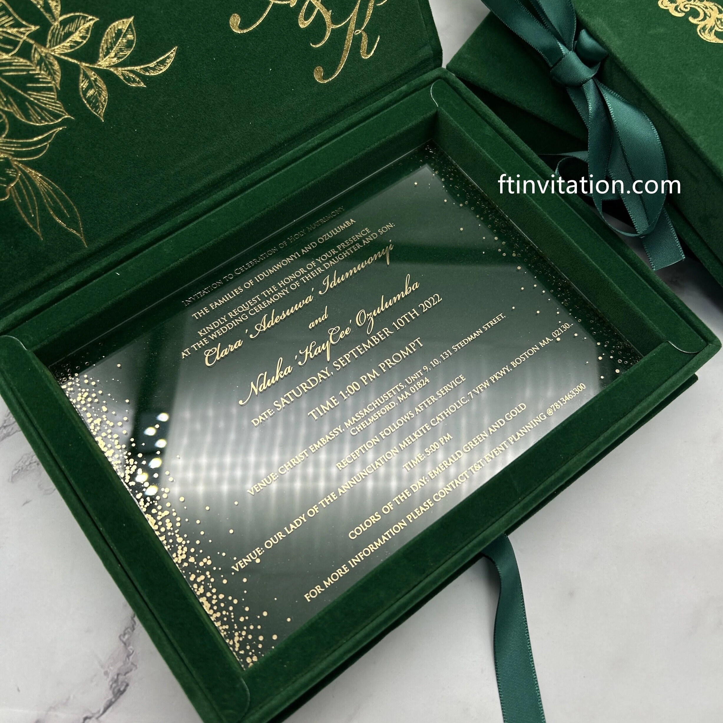 Forested Green Velvet Luxury Box Invitation With Acrylic Card - Etsy
