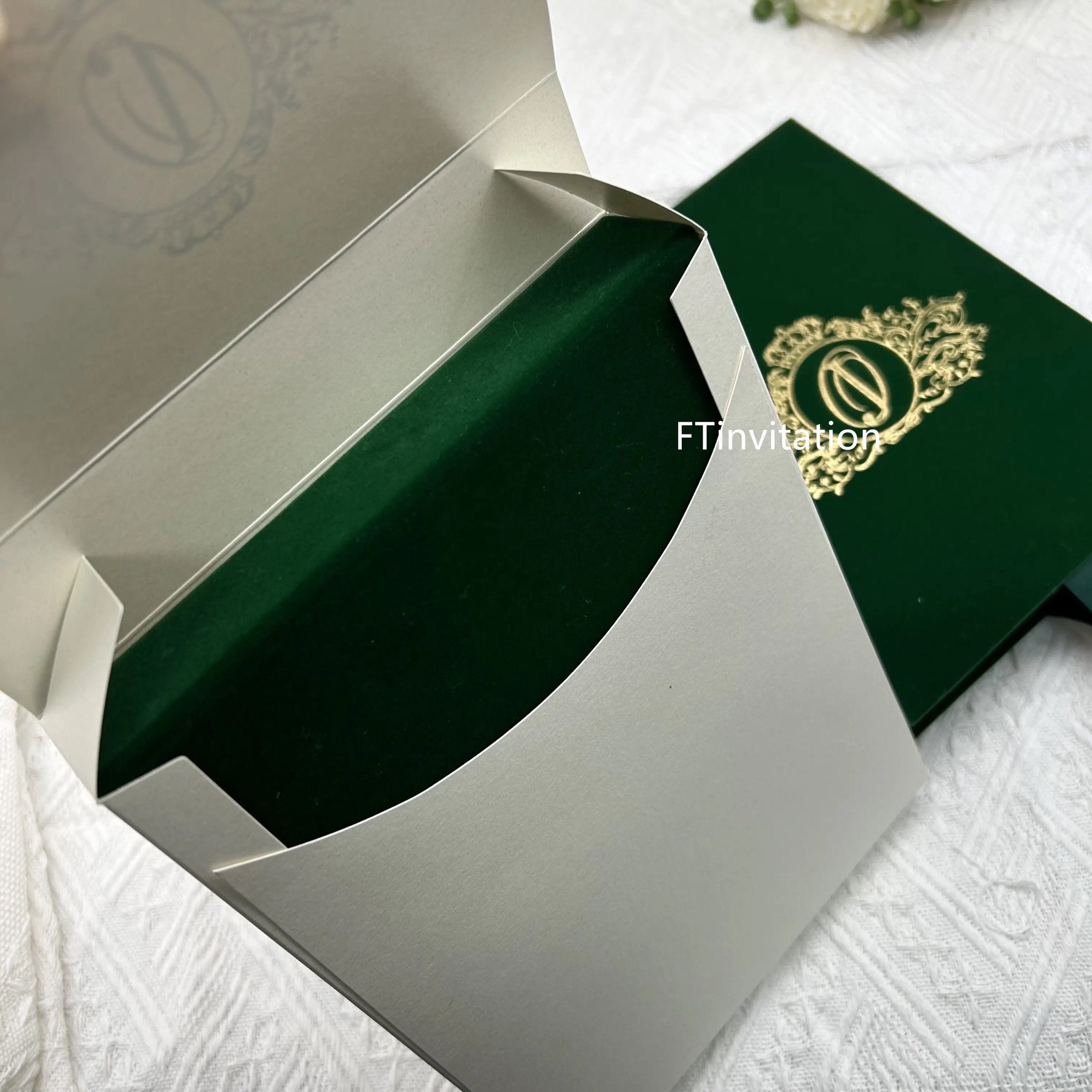 Emerald Green Luxury Box Velvet Invitation With Acrylic Card - Etsy