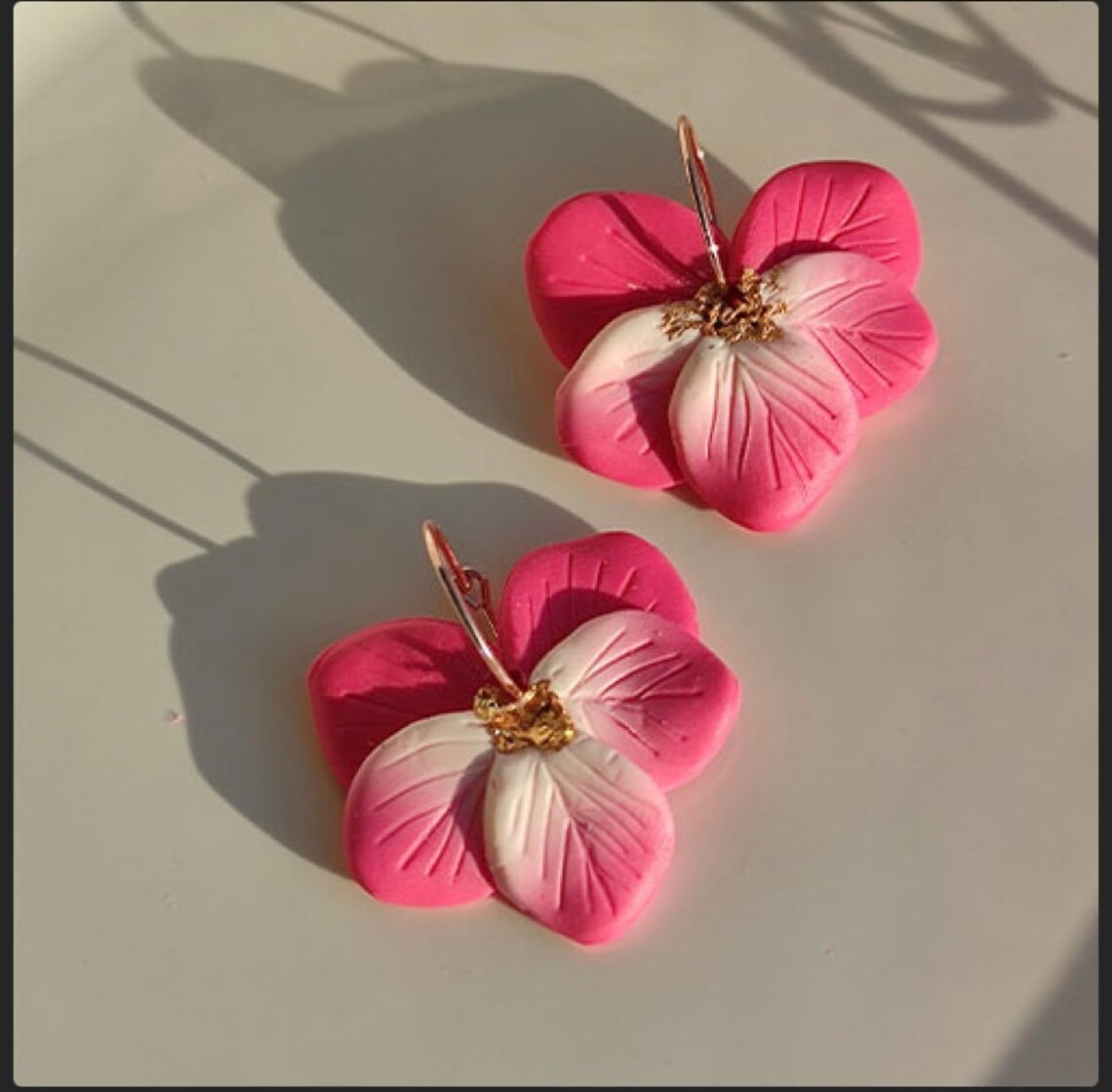 Pink Design Flower Earrings/statement Earring/for Gift Women/pink Hoop ...