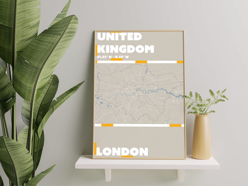London City Map Digital Poster, London Map Art, Office & Home Wall ...