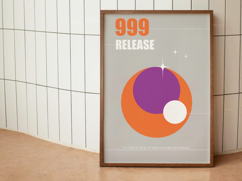Angel Number 999 Poster | Positive Energy Wall Art | Release Poster ...