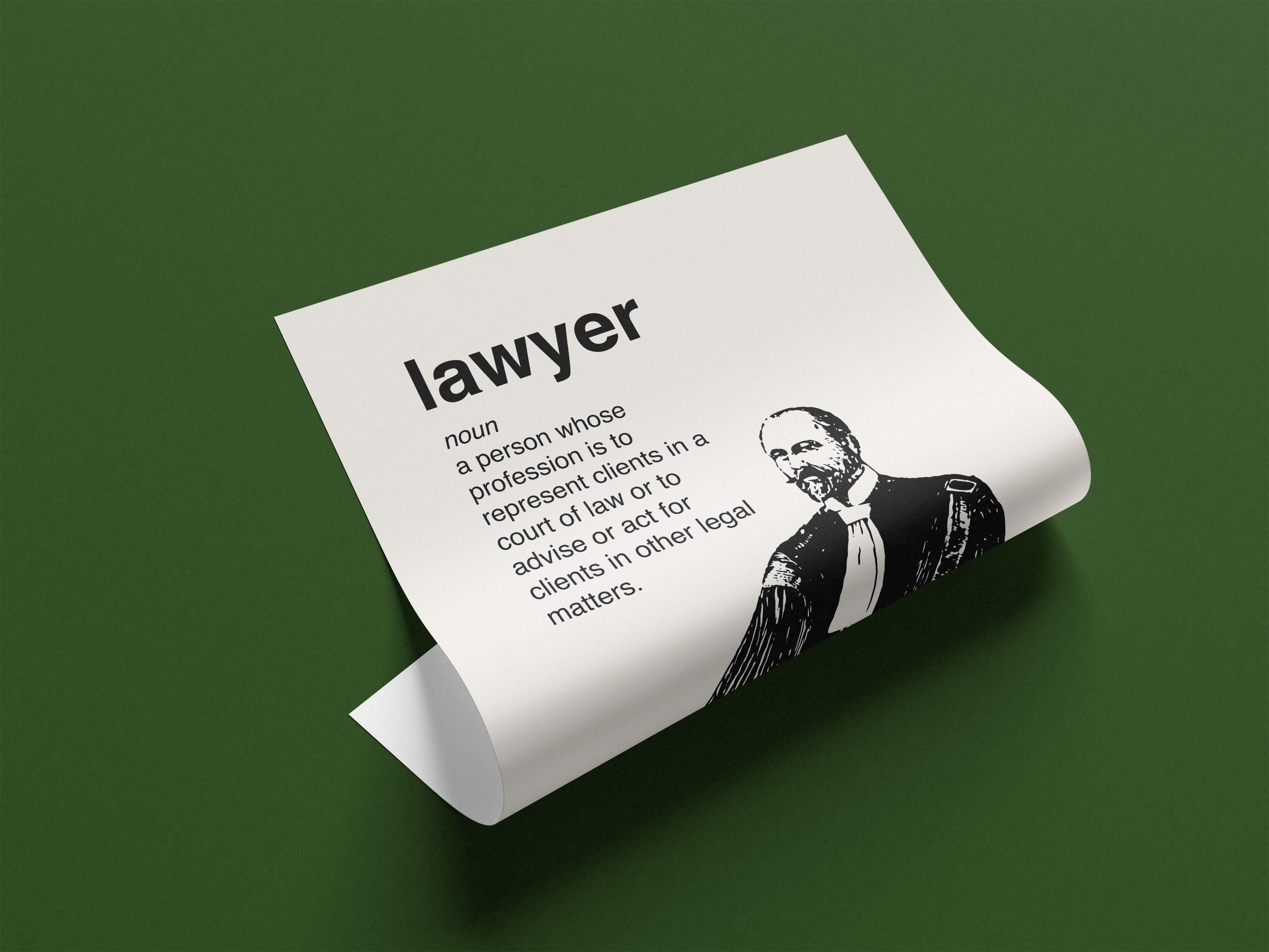 Lawyer Definition Poster, Law Office Decor, Digital Poster, Office Gift ...