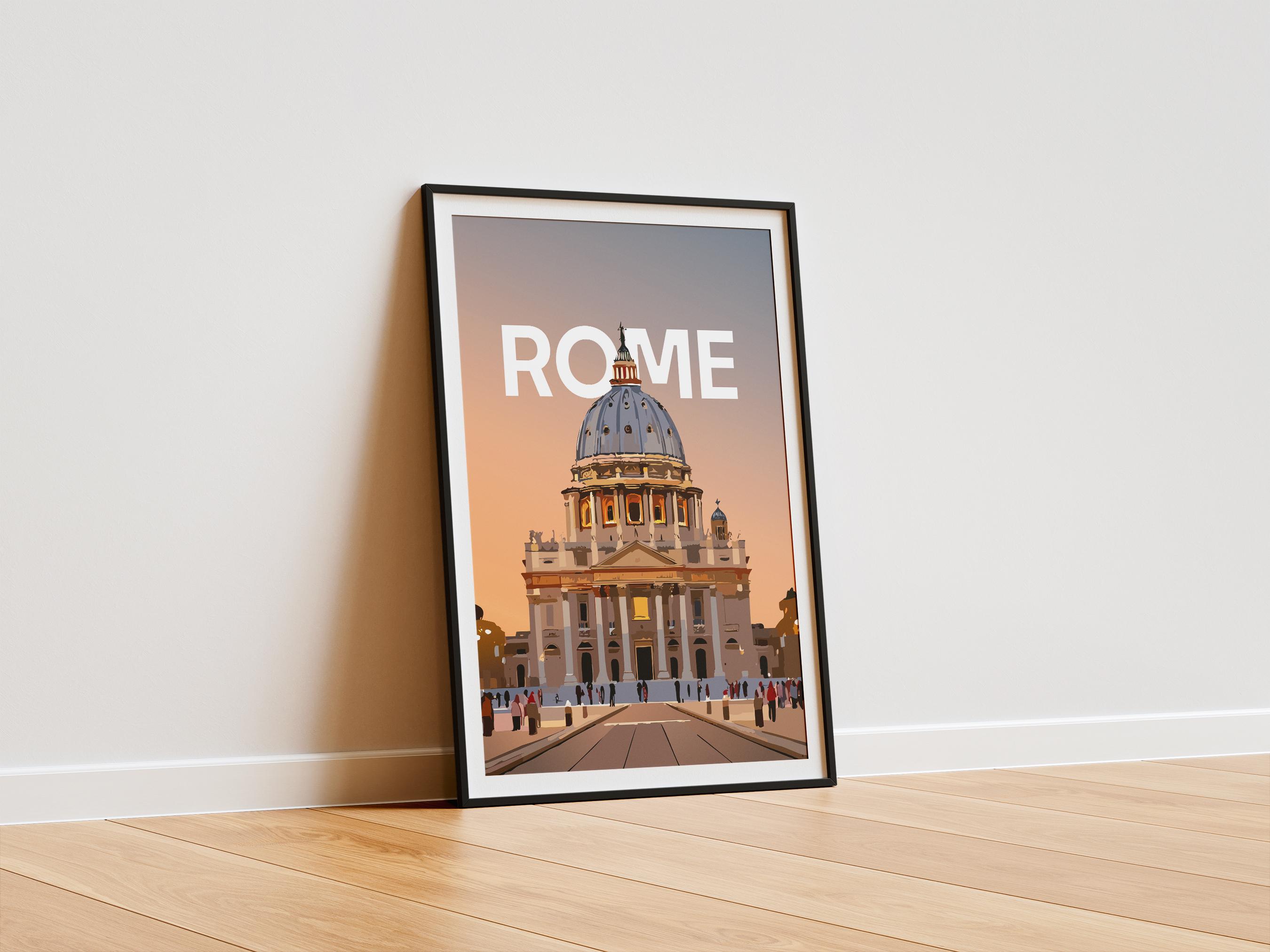 Rome Travel Poster | Stunning Rome Wall Art | Classic Location Map ...