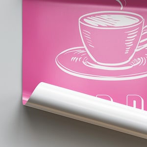 Set of 3 Coffee Posters for Kitchen Wall Art | Pink Toned Espresso Art ...