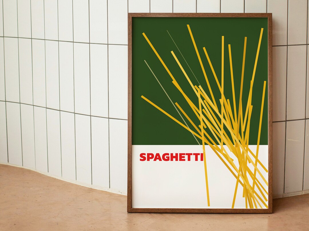 Italian Spaghetti Pasta Digital Poster, Classic Minimalist Kitchen Wall ...