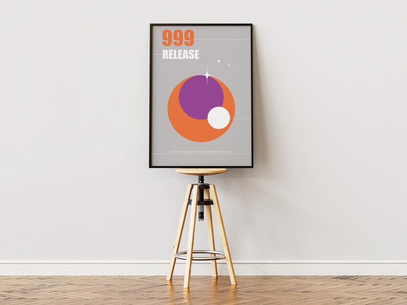 Angel Number 999 Poster | Positive Energy Wall Art | Release Poster ...