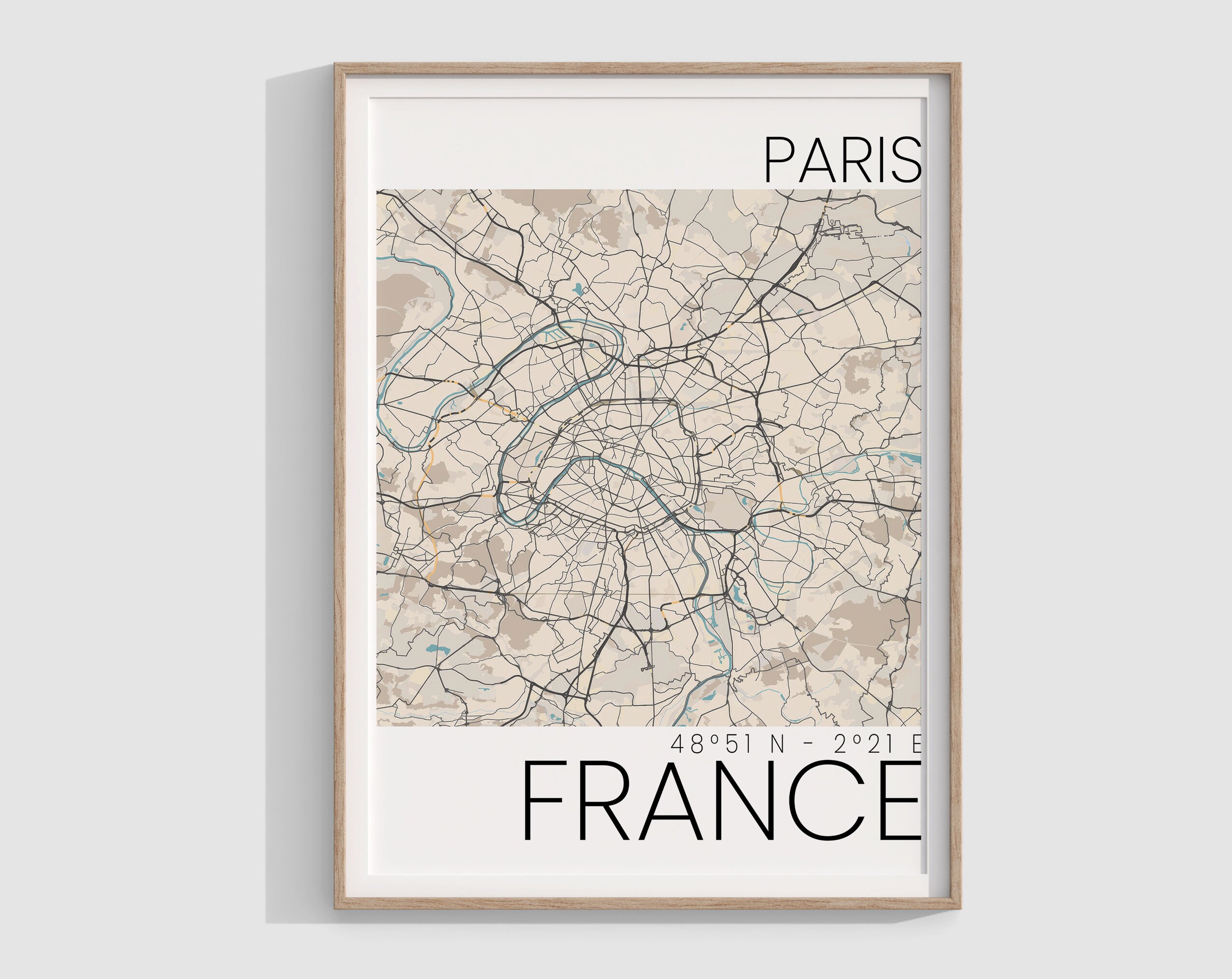 Paris City Map Digital Poster, Minimalist Paris Map Art, Office & Home ...