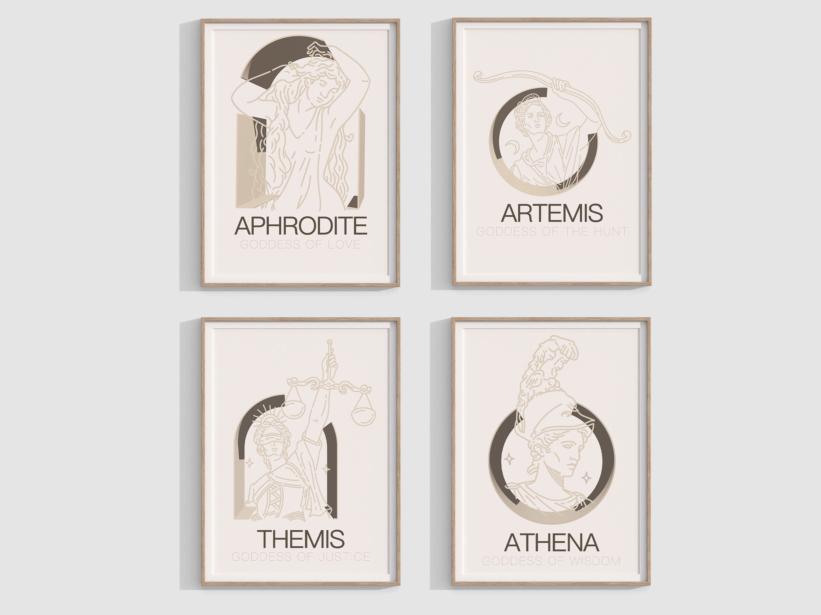 Set of 4 Greek Gods Digital Posters - Artemis, Themis, Aphrodite ...