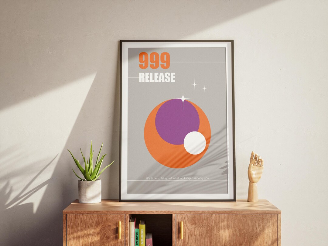 Angel Number 999 Poster | Positive Energy Wall Art | Release Poster ...
