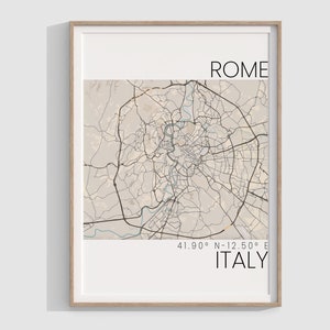 Rome City Map Digital Poster, Minimalist Rome Map Art, Office & Home ...