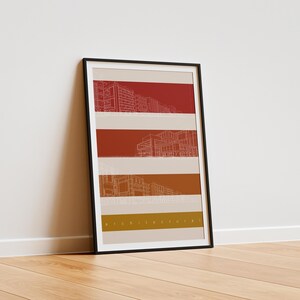 Architectural Decor Digital Poster | Vibrant Technical Drawings Art ...