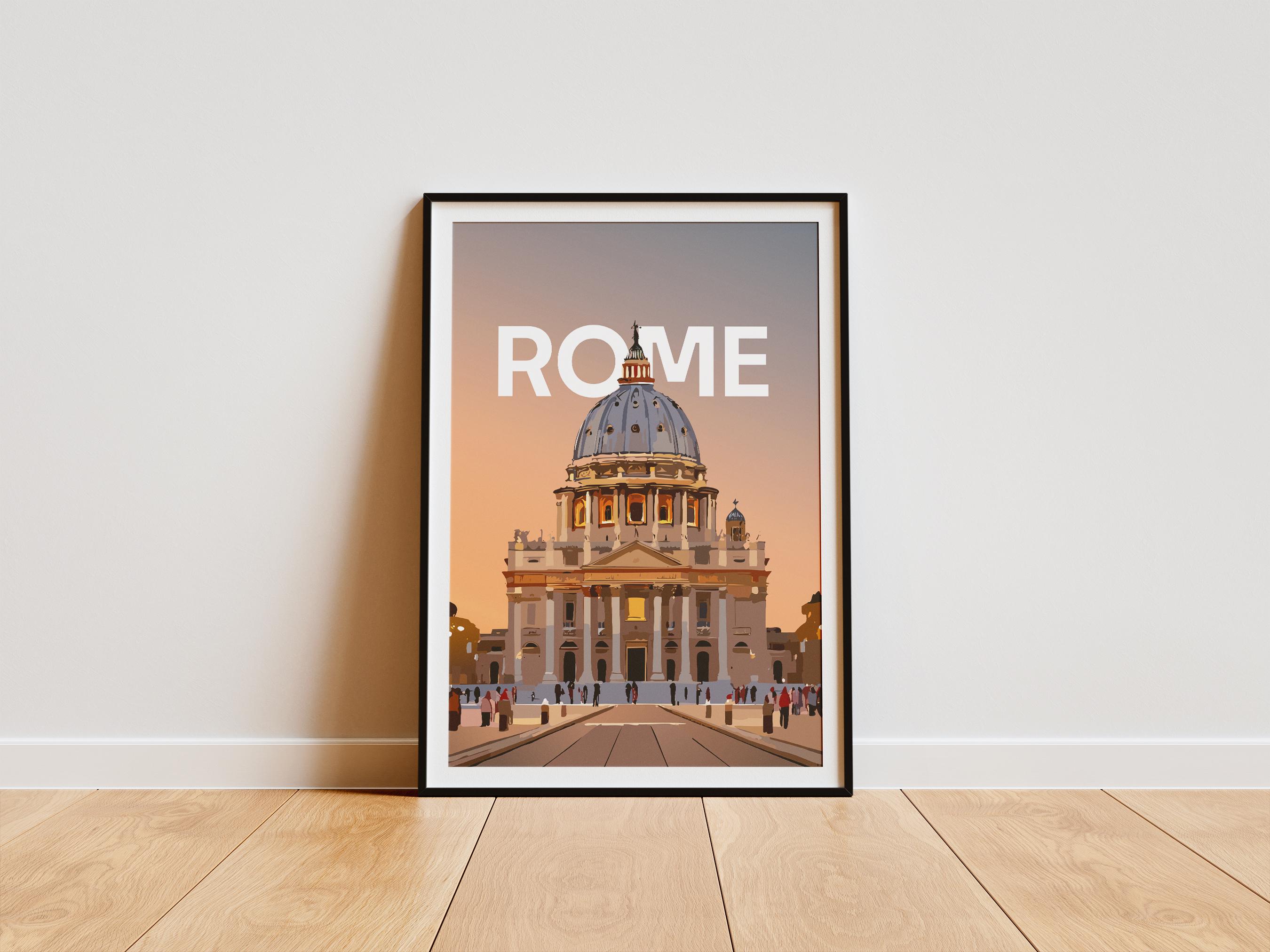 Rome Travel Poster | Stunning Rome Wall Art | Classic Location Map ...