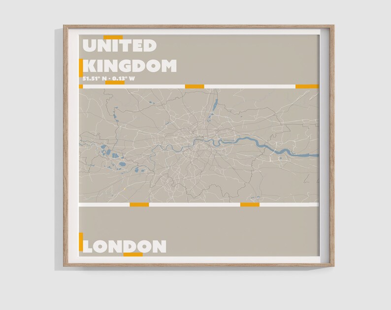 London City Map Digital Poster, London Map Art, Office & Home Wall ...