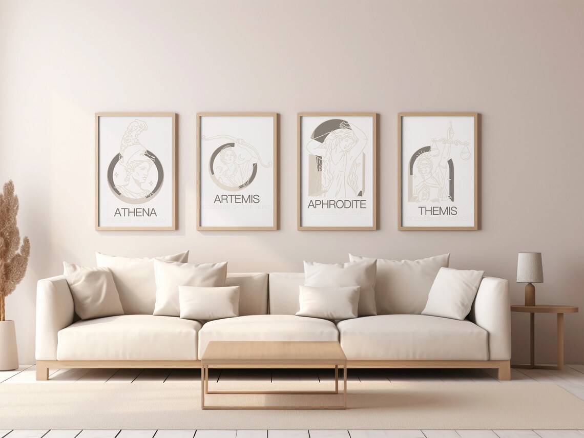 Set of 4 Greek Gods Digital Posters - Artemis, Themis, Aphrodite ...