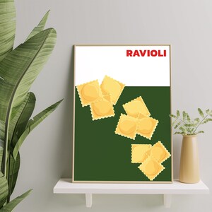 Italian Ravioli Pasta Digital Poster, Classic Minimalist Kitchen Wall ...