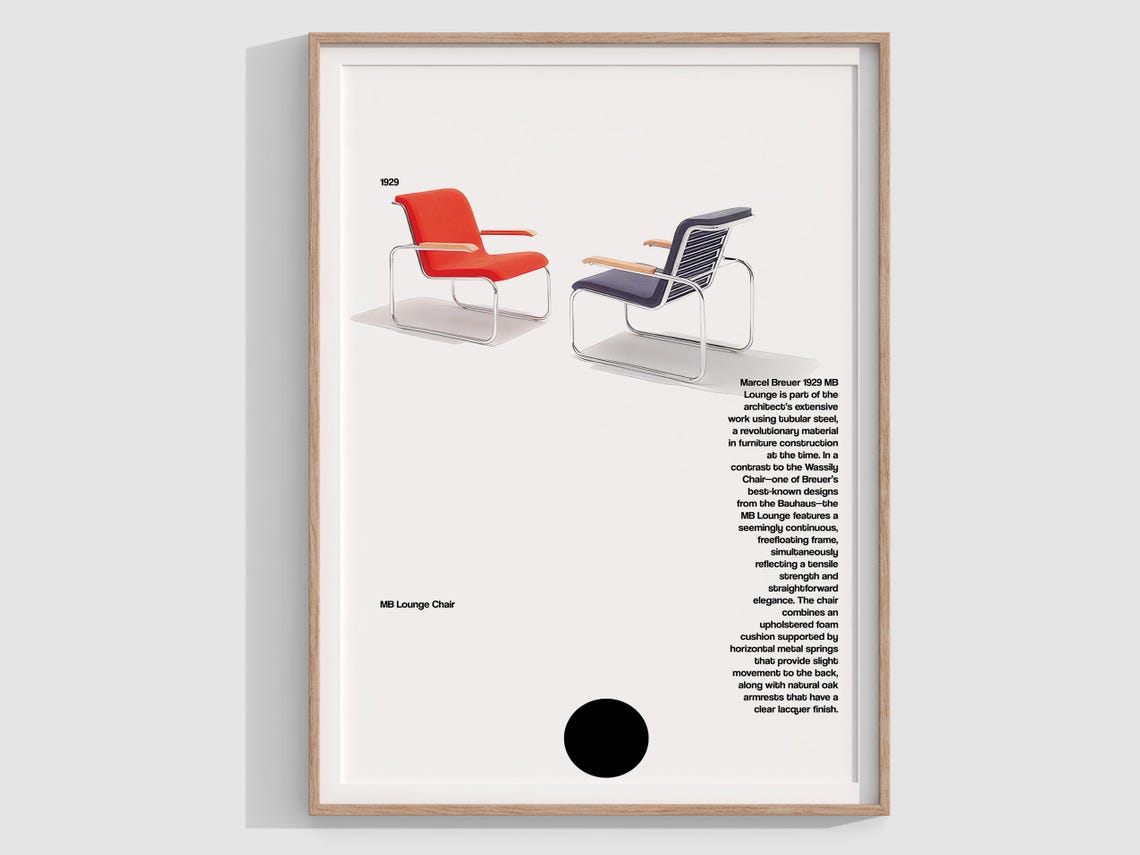 Chair Poster | Bauhaus Poster | Iconic Lounge Chair Art | Modernist ...
