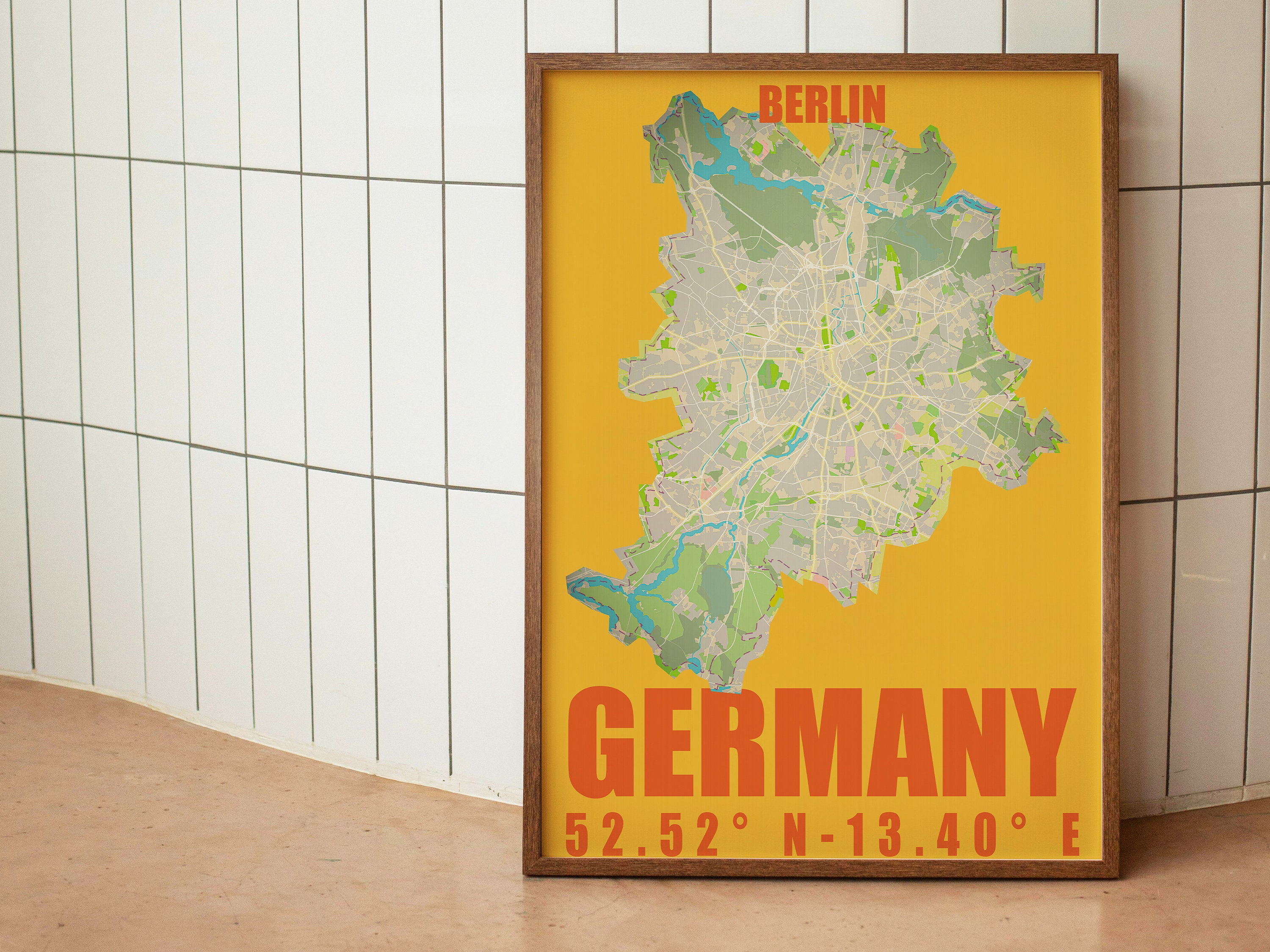 Berlin City Map Digital Poster, Retro Berlin Map Art, Office & Home ...