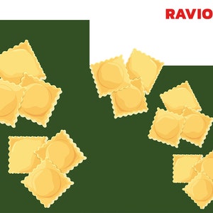 Italian Ravioli Pasta Digital Poster, Classic Minimalist Kitchen Wall ...