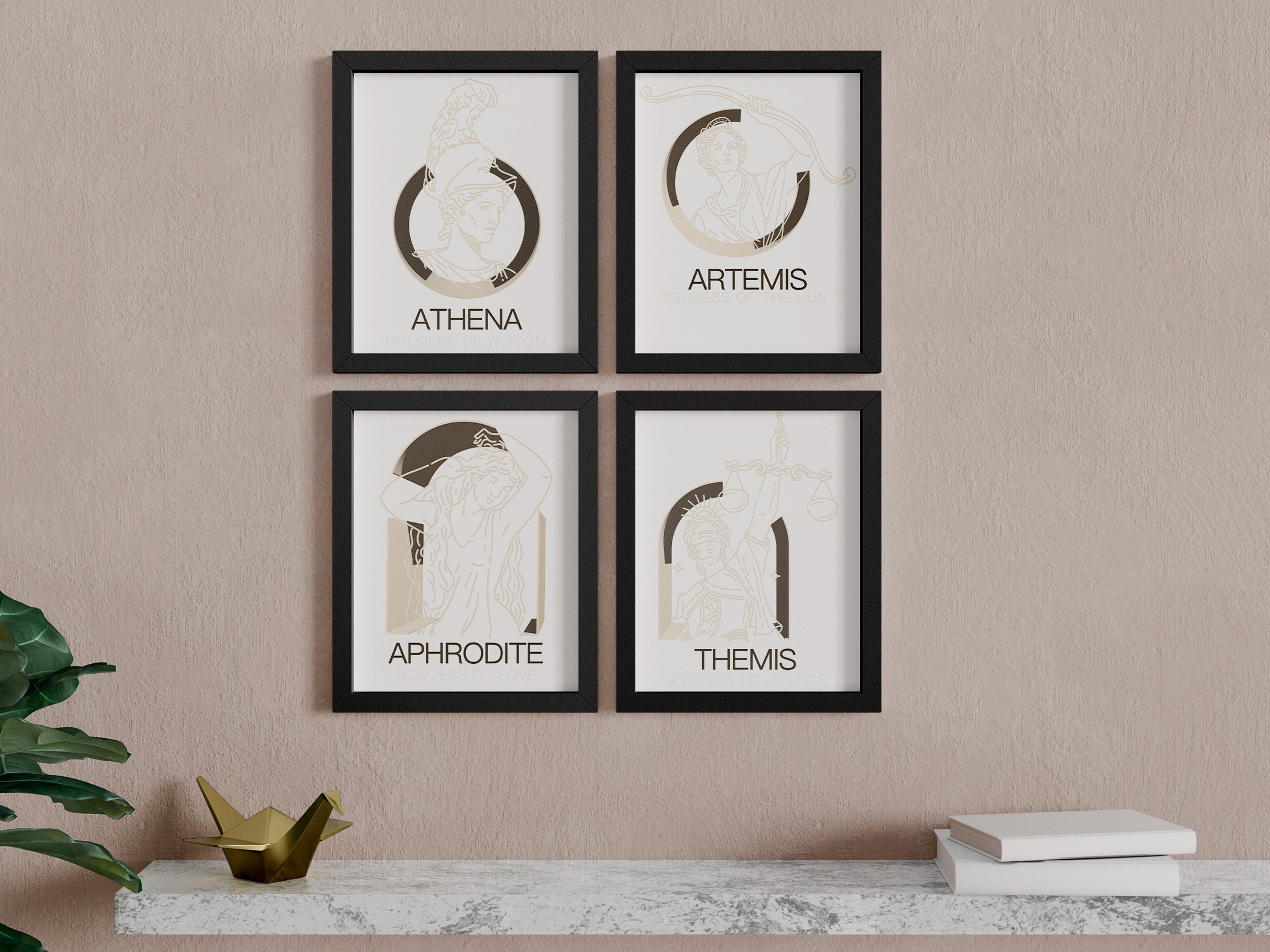 Set of 4 Greek Gods Digital Posters - Artemis, Themis, Aphrodite ...