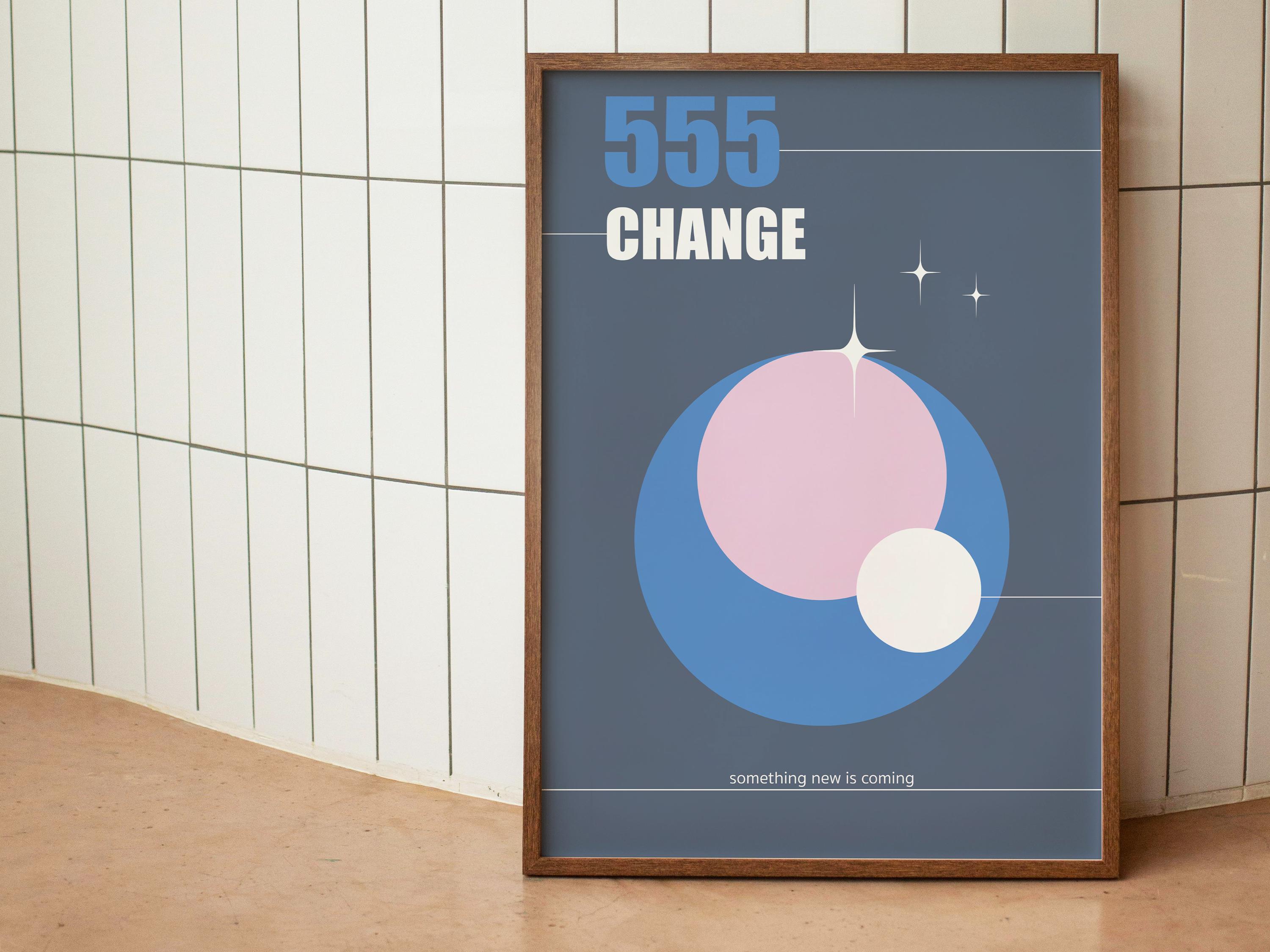 Angel Number 555 Poster | Positive Energy Wall Art | Change Poster ...