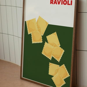 Italian Ravioli Pasta Digital Poster, Classic Minimalist Kitchen Wall ...