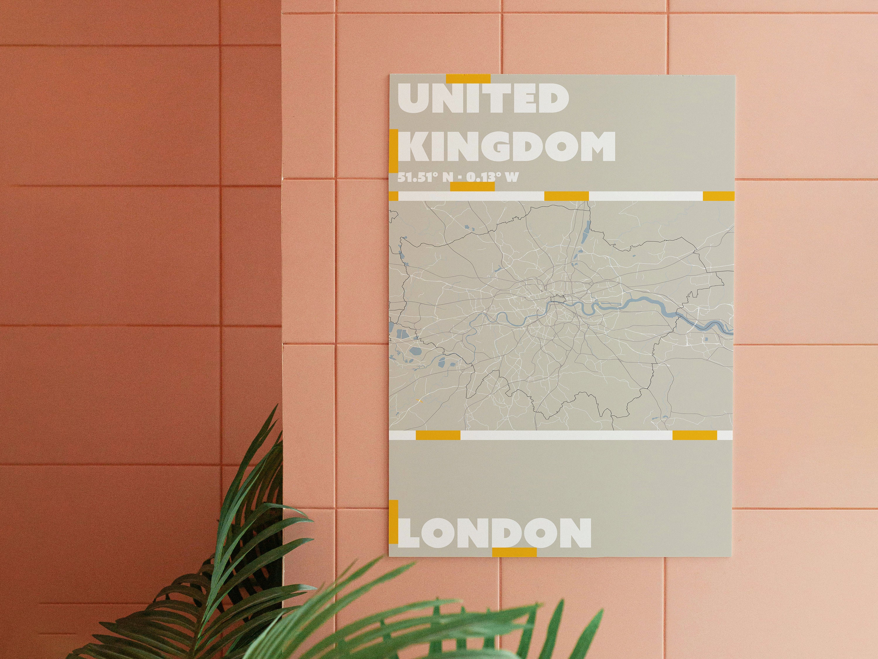 London City Map Digital Poster, London Map Art, Office & Home Wall ...