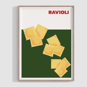 Italian Ravioli Pasta Digital Poster, Classic Minimalist Kitchen Wall ...