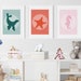 3 Colorful Sea Animals Digital Poster Set - Gift for Kids, Kids Room ...