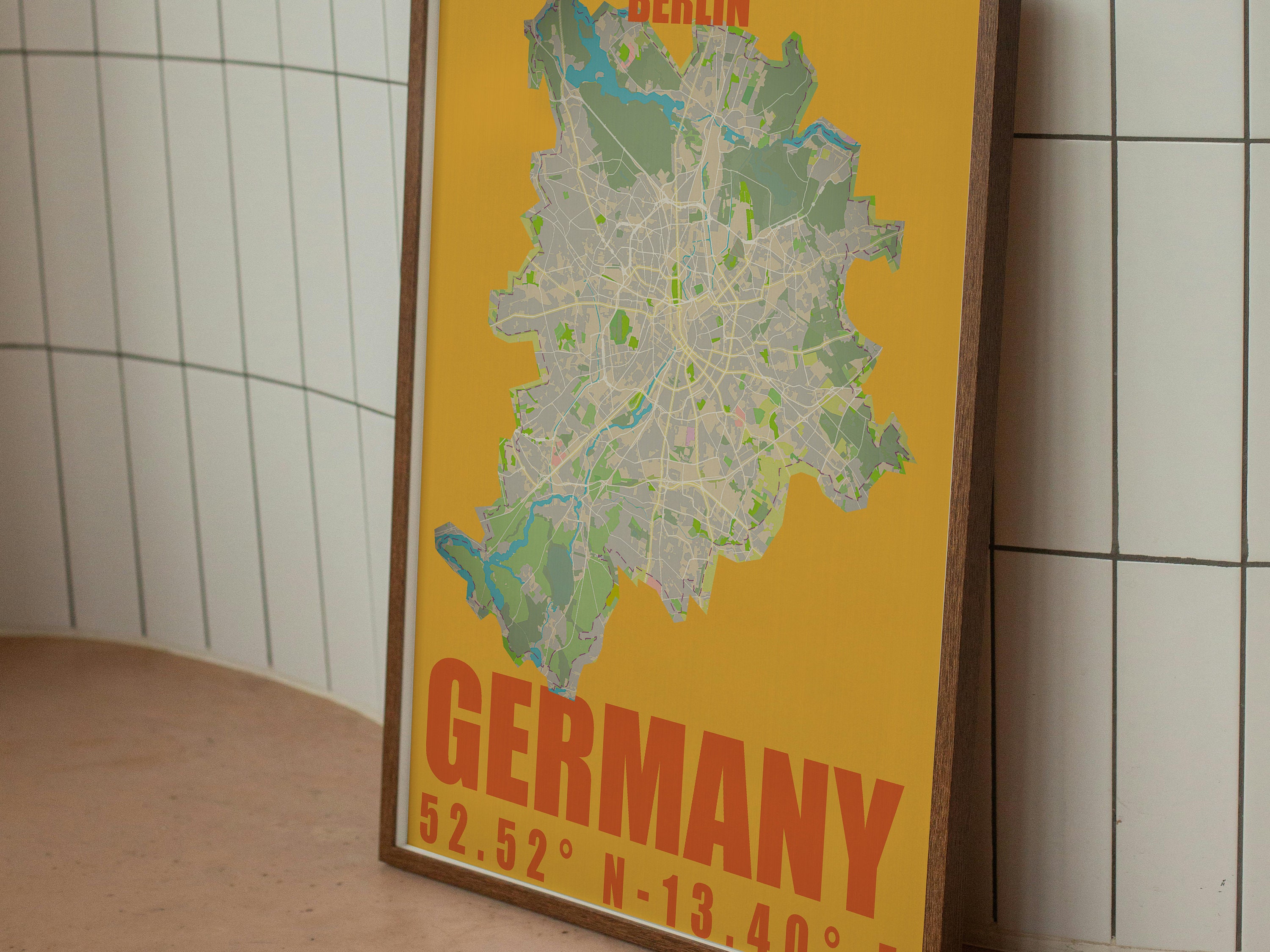 Berlin City Map Digital Poster, Retro Berlin Map Art, Office & Home ...