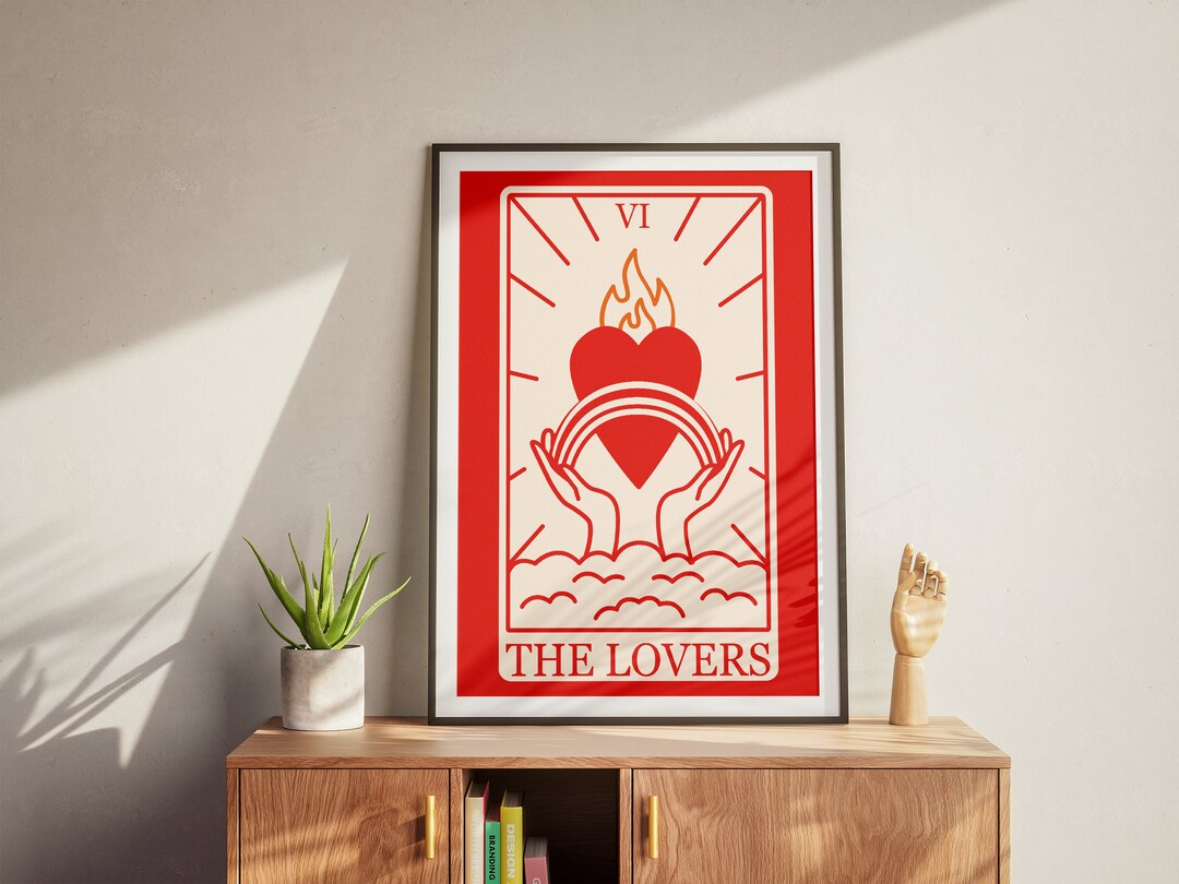 Tarot Card the Lovers Digital Poster - Love, Romance, Connection ...