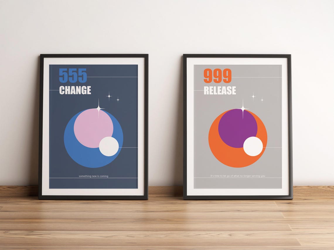 Angel Number 555 Poster | Positive Energy Wall Art | Change Poster ...